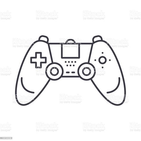 비디오 게임 조이스틱 아이콘 선형 절연 일러스트레이션 얇은 선 벡터 웹 디자인 기호 흰색 배경에 편집 가능한 스트로크와 개요 개념 기호 경기 스포츠에 대한 스톡 벡터 아트