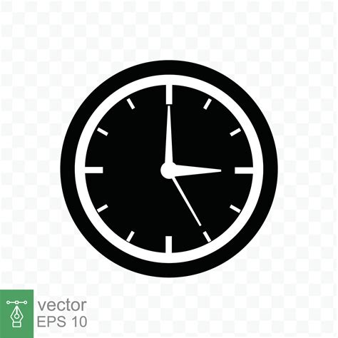 Icono De Reloj Estilo Plano Sencillo Cara De Reloj De Pared Circular Reloj Analógico Negro Con