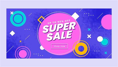 평면 디자인 하프톤 가로 배너 무료 벡터