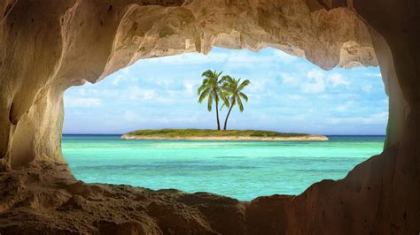 배경 화면 바다 만 록 바닷가 연안 낭떠러지 야자수 섬 곶 형성 지역 대양 열대 지형 지리적 특징 물줄기 1920x1080