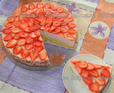 Клубничный торт с творожным кремом: 12 фото в рецепте