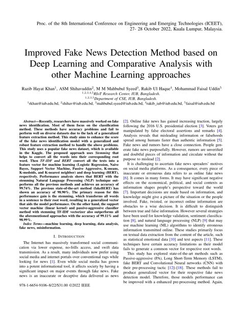 Pdf Improved Fake News Detection Method Based On Deep Learning And Comparative Analysis With