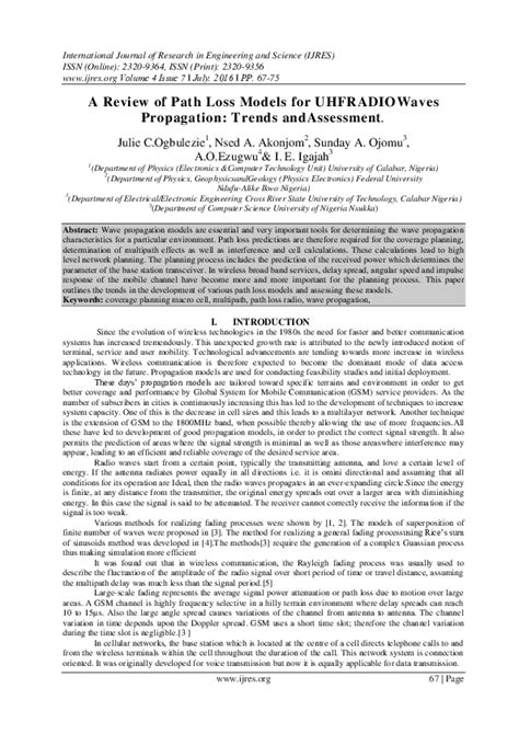 Pdf A Review Of Path Loss Models For Uhfradiowaves Propagation Trends Andassessment