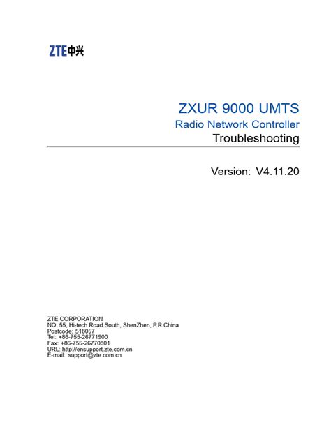 Zxur 9000 Umts V41120 Radio Network Controller Troubleshooting