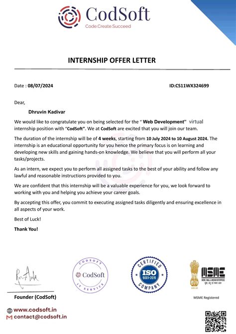 Dhruvin Kadivar On Linkedin Internship Webdevelopment Codsoft Learninganddevelopment