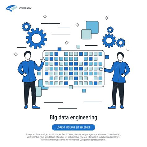 Premium Vector Big Data Engineering Flat Contour Style Vector Concept Illustration