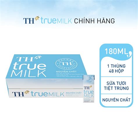 Thùng hộp sữa tươi tiệt trùng nguyên chất TH True Milk ml ml x Shopee Việt Nam