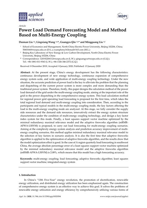 Pdf Power Load Demand Forecasting Model And Method Based On Multi