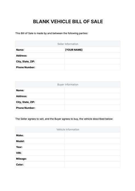 Free Vehicle Bill Of Sale Templates Editable And Printable