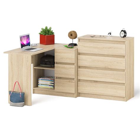 Комод Мори МК 800 4 ящика и угловой стол компьютерный МС 16 правый дуб сонома купить в Санкт