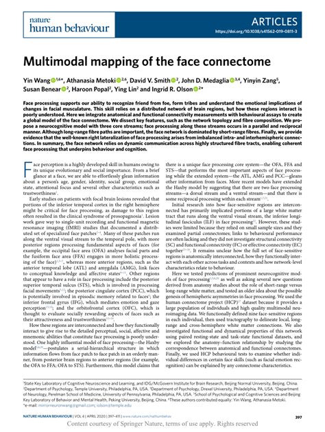 Multimodal Mapping Of The Face Connectome Request Pdf