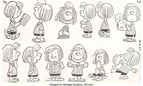 Peanuts Peppermint Patty Model Sheet With Remarqued Sketch By Bill Lot 11190 Heritage