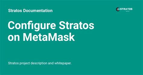 Configure Stratos On Metamask Stratos Documentation