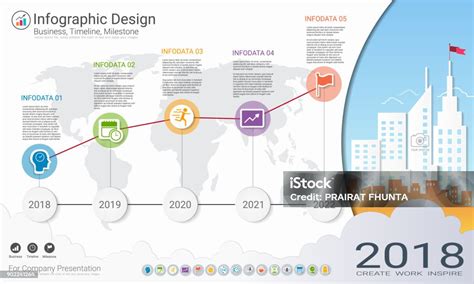 비즈니스 인포 그래픽 템플릿 중요 시점 시간 표시 막대 또는 프로세스 순서도 5 옵션 회사 가치를 정의 하는 전략적 계획도로