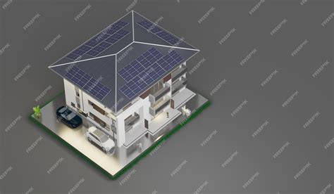 Premium Photo Smart Home Solar Photovoltaic Home Energy Saving Ecosystem Isometric Solar Home