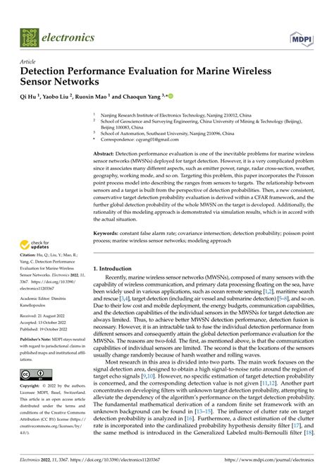 Pdf Detection Performance Evaluation For Marine Wireless Sensor Networks