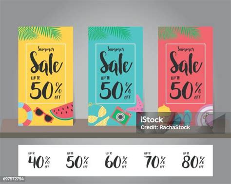 포스터 브로셔 전단지 쿠폰 할인 배너 초대 카드 배경과 템플릿 디자인에 대 한 판매 배경 여름 벡터 일러스트 레이 션 0명에 대한 스톡 벡터 아트 및 기타 이미지 Istock