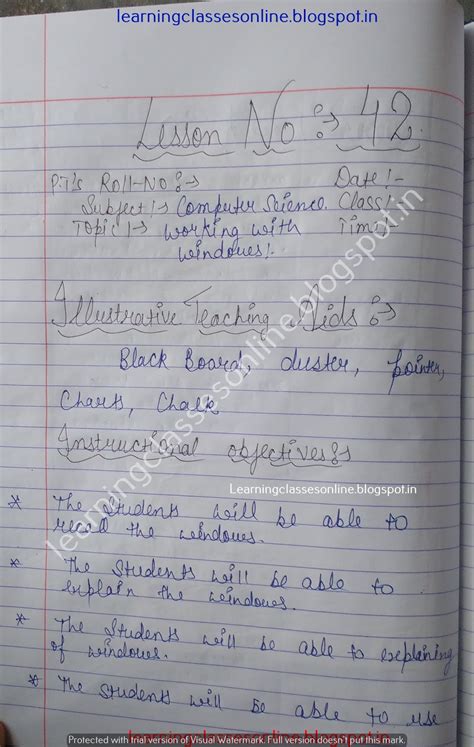 Lesson Plan For Computer Science For B Ed On Windows Versions