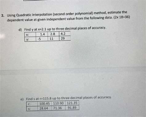 Solved Using Quadratic Interpolation Second Order Chegg