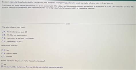 Solved Devise An Exponential Decay Function That Fits The Chegg