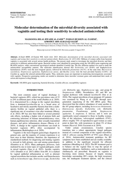 Pdf Molecular Determination Of The Microbial Diversity Associated With Vaginitis And Testing