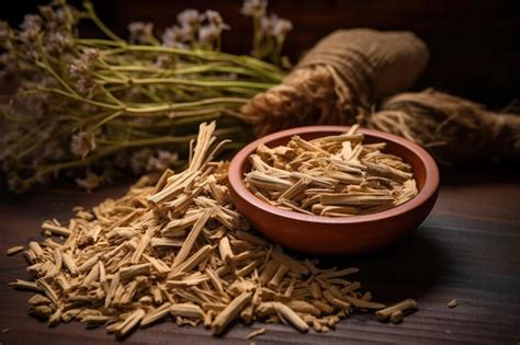 Premium Ai Image Dried Pieces Of Valeriana Officinalis Root Used In