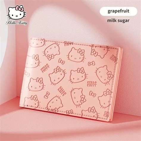 핑크덕후 산리오 헬로키티 페이스 패턴 Pu소재 지갑 핑크 블랙 위시버킷
