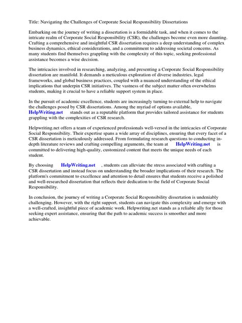 Corporate Social Responsibility Dissertation Topics Pdf Corporate