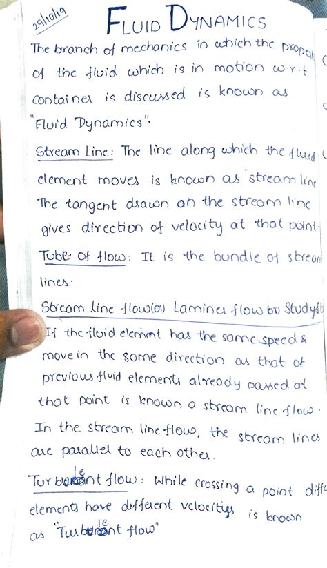 Solution Fluid Dynamics Notes Iit Jee Physics Studypool