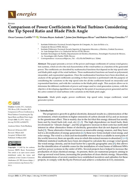 Comparison Of Power Coefficients In Wind Turbines Considering The Tip Speed Ratio And Blade