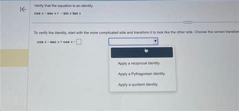 Solved Verify That The Equation Is An Identity