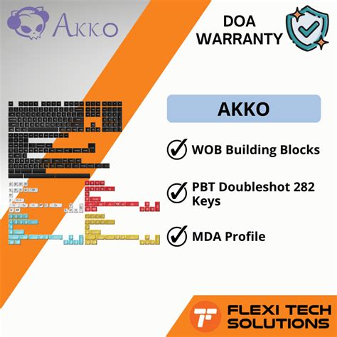 AKKO WOB Building Blocks Keycap Set MDA Profile PBT Doubleshot Keys Flexi Tech