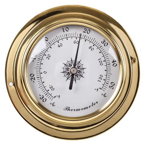 铜壳镀锆船用温湿度计温度计湿度计气象站免电池机械机芯 98mm虎窝淘