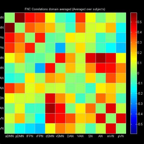 Internetwork Functional Connectivity Matrix Hot Tones Represent