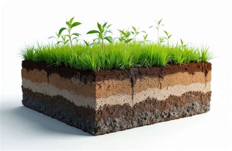 Cross Section Of Soil Layers With Grass On Top Layers Show Structure