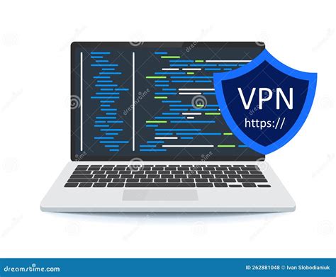 Vpn Service Laptop With Secure Vpn Connection Concept Stock Vector