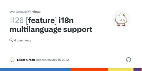 [feature] i18n multilanguage support · issue 26 · svelteness kit docs · github