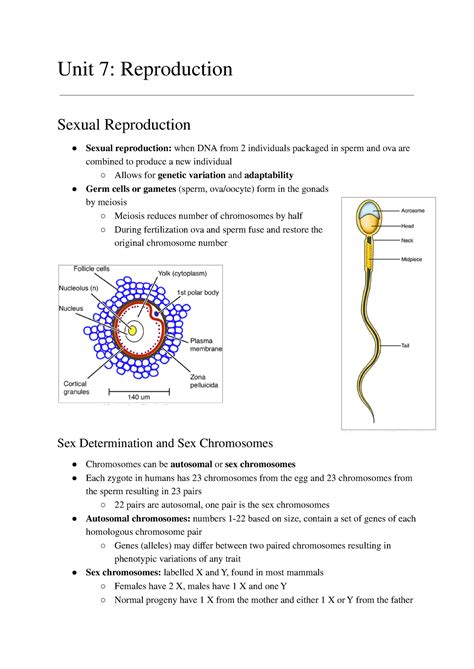 Biom3200 Unit 7 Sexual Reproduction Textbook Notes Biom 3200 U Of G