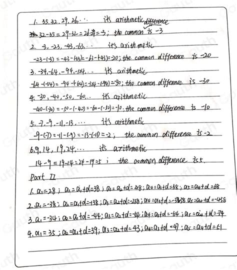 Solved Determine If The Sequence Is Arithmetic If It Is Find The Common Difference 1 35 32