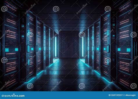 Server Racks In Modern Data Center Cyber Security And Modern Technology