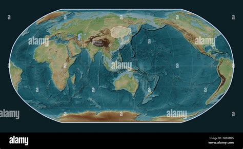 Amur Tectonic Plate On The Wiki Style Elevation Map In The Robinson Projection Centered