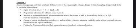 Solved Question Discuss Using Proper Statistical Notation