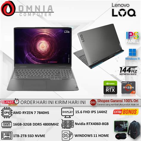 Jual Laptop Gaming Lenovo Loq Amd Ryzen Hs Gb Tb Rtx Gb Hz Windows Original