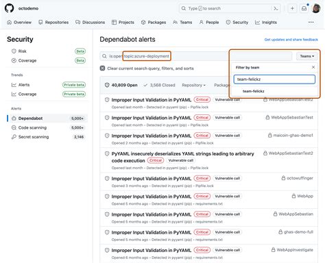 Repository Topics And Team Filters For Organization Level Dependabot Secret Scanning And Code