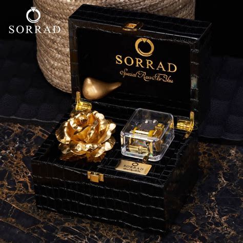 باکس موزیکال چرمی دو خونه گل رز جاویدان رنگ طلایی فروشگاه سراد