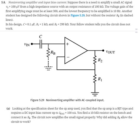 Solved Noninverting Amplifier And Input Bias Current Chegg Com