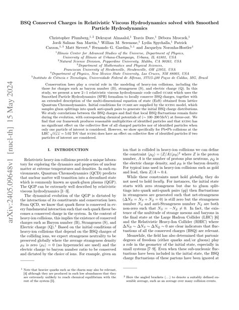 Pdf Bsq Conserved Charges In Relativistic Viscous Hydrodynamics Solved With Smoothed Particle