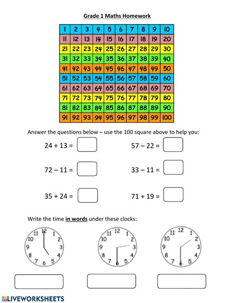 Grade 1 Maths Worksheet Digital Worksheets Library
