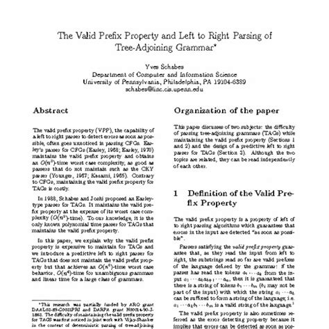 The Valid Prefix Property And Left To Right Parsing Of Tree Adjoining Grammar Acl Anthology