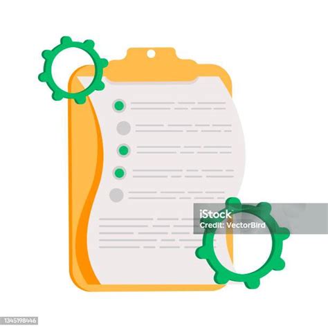기어 분리 아이콘이 있는 클립보드 기술 지원 체크 리스트 아이콘입니다 관리 플랫 아이콘 개념입니다 소프트웨어 개발 Eps 10 개념에 대한 스톡 벡터 아트 및 기타 이미지
